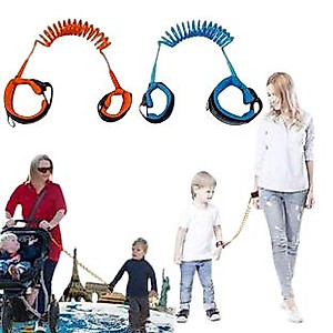 Anti Lost Wrist Link,Hholding 2 Pack Safety Anti Lost Wristband for Toddlers,Baby and Child Soft Leash Walking Hand Belt (Blue and Orange)