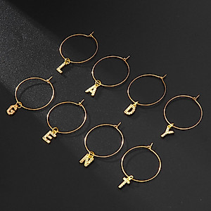 Pride & par Gold Bling Letter Wine Glass Charms, 26 piece/Set, Diamond Wine Glass Markers for Stem Glasses, Shinny Wine Glass Decoration Mix & DIY for Weddings, Parties (1)