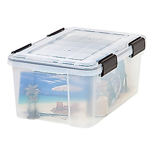 IRIS USA 19 Quart Weathertight Storage Box, Clear