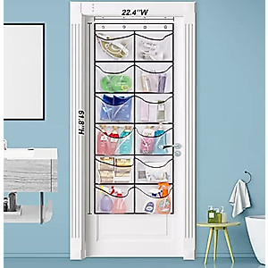 KIMBORA Over The Door Shoe Organizer 12 Large Mesh Pockets Boots Hanging Storage Shoe Rack for Closet White