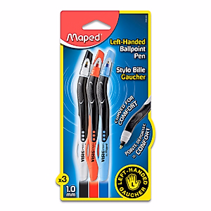 Maped Visio Left Handed Pens, Pack of 3, Assorted Colors (224324)