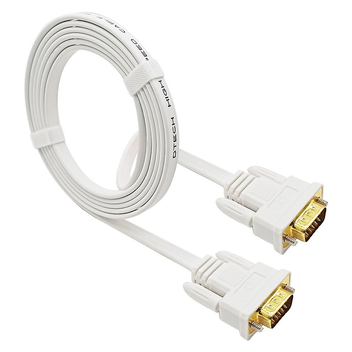 DTech Thin Flexible 6 Feet VGA to VGA Cable Male to Male 1080p High Resolution Short Computer Monitor Cord - White - 6ft