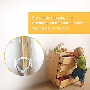 LOMILY Anti-tip Furniture Wall Anchor Straps for Dresser or Bookshelf(4 Pack), Wall Anchors Baby Proofing,Adjustable Wall Straps for Cabinet,TV Stand,Wardrobe,Drawers,Tables,Dogs.(White)