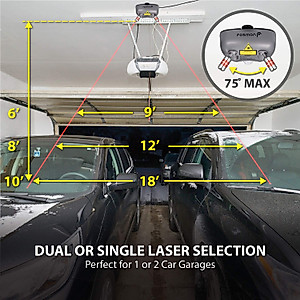 Fosmon, Wider Angle Upgrade, Dual Laser Garage Parking Assist Guide System, 360-degree Adjustable Parking Sensor with AC Adapter and Battery Backup for Car/Automotive