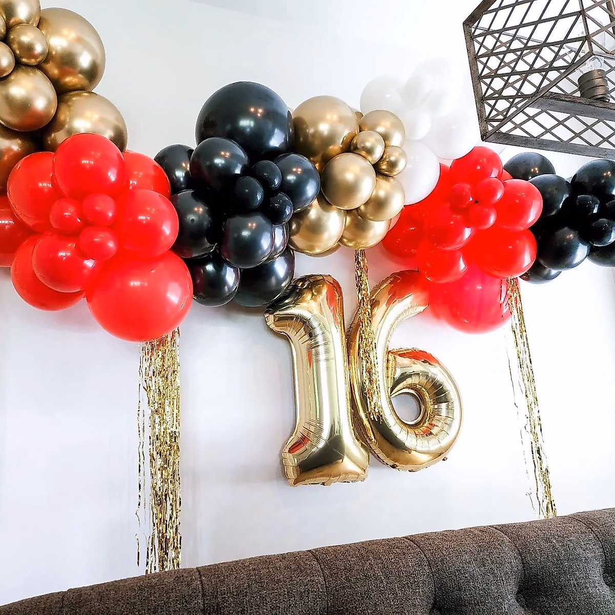 Red and Black Balloons Kelfara 80Pcs 12 inch Matte Black Red White and Confetti Latex Balloon Bulk for Birthday Party Bridal Shower Wedding Engagement Anniversary Bachelor Theme Graduation Decorations