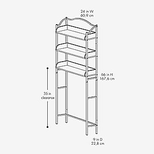 Zenna Home 3-Tier Over-The-Toilet Bathroom, Driftwood Gray/Pewter Spacesavers