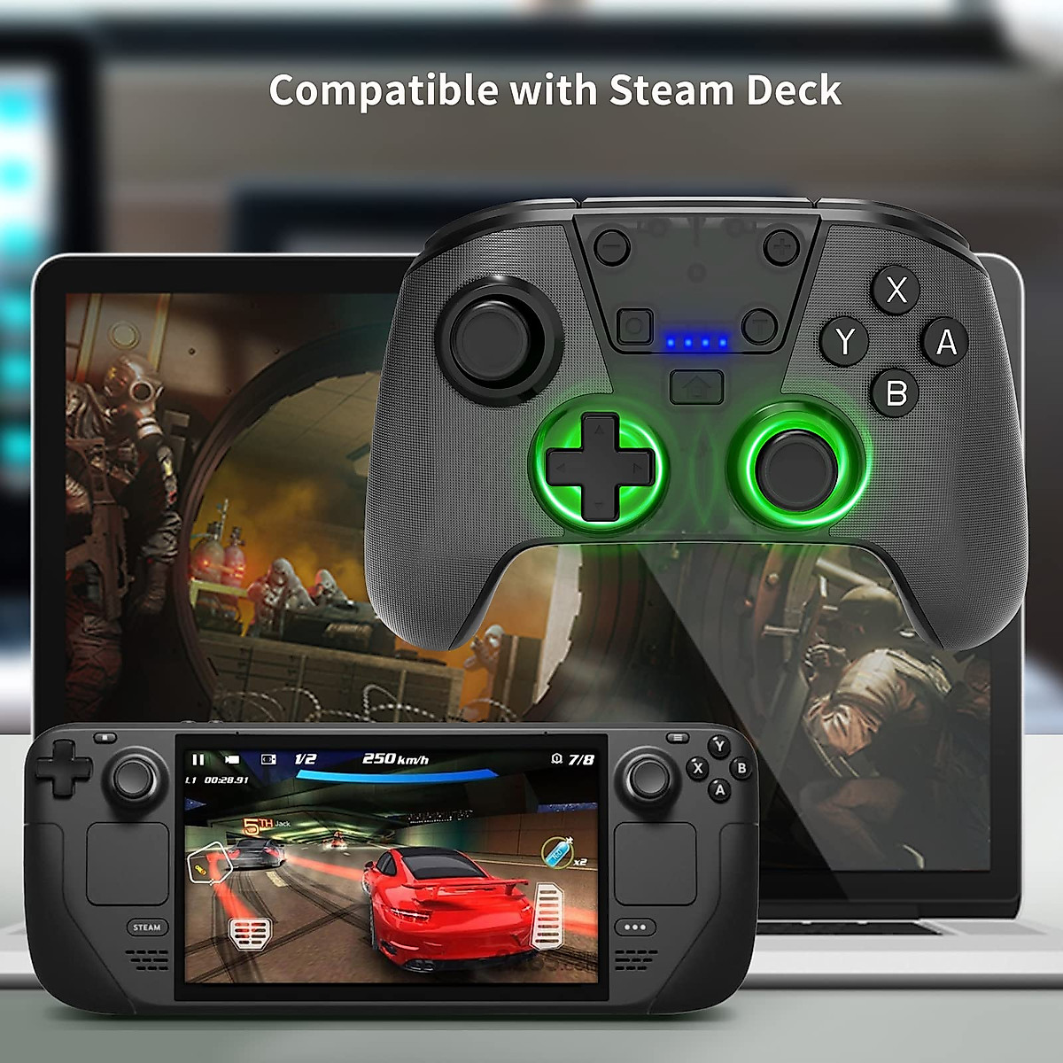 JDDWIN Wireless Controller For Switch Oled/Switch/Switch Lite,Pc,Steam Deck,Tesla Wireless Gamepad With Motion Control/Dual Vibration/Turbo Function.Fast Charging Controller