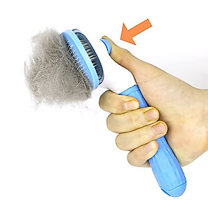 Self-Cleaning Slicker Brush Comb - Best Pet Cat Dog Grooming Long Short Hair - Shedding Loose Undercoat Tangled Haired Removes Tool - Blue