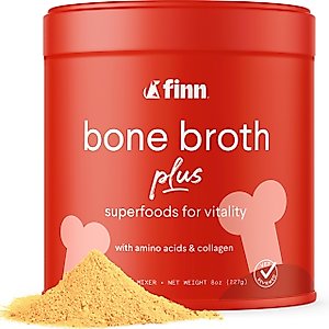 Finn Bone Broth Plus for Dogs | Joint & Mobility Topper Packed with Collagen & Amino Acids | Only 6 Ingredients | Powdered Meal Topper for Dogs
