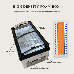 Vaseni Commercial Ice Cream Freezer Display Case, Glass Top Ice cream Showcase Countertop Gelato Display with 6 Square Storage Baskets, 6.35 cu.ft Capacity