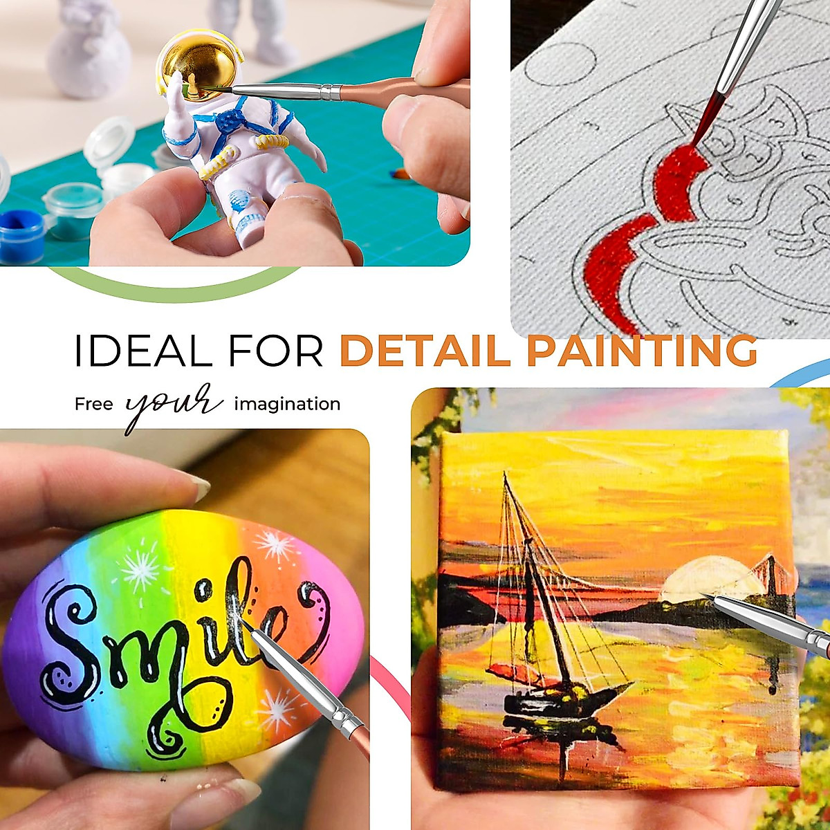 Nicpro Detail Paint Brushes 5 PCS Extra Fine Tip 000 Professional Miniature Painting Artist Set Round 3/0 for Micro Watercolor Oil Acrylic Craft Models Rock Army Paint By Number for Adult