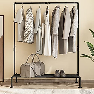 Snughome Heavy Duty Clothes Rack, Industrial Pipe Style Garment Rack with Shelf, Commercial Grade Heavy Duty Detachable Clothing Coat Rack Holder with 4 Stable Feet for Clothing Storage Display