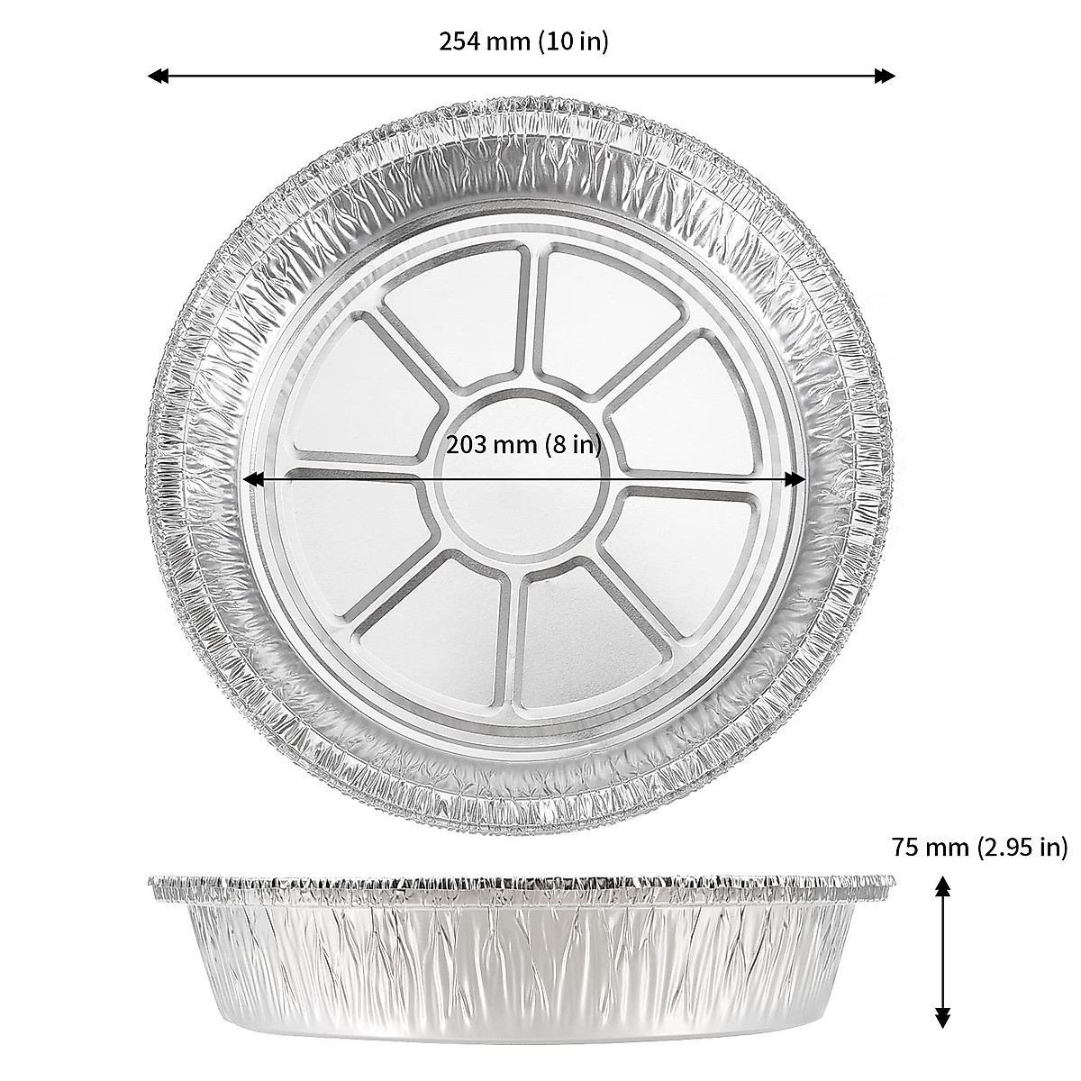 JAPCHET 20 Pack 10 Inch Round Deep Aluminum Foil Trays, 2800ML Round Foil Disposable Aluminum Foil Pan Containers for Roasting, Baking, Cooking, Reheating, Freezer & Oven Safe