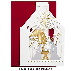 Hallmark Paper Craft Christmas Boxed Cards, Pop Up Nativity (5 Cards with Envelopes)