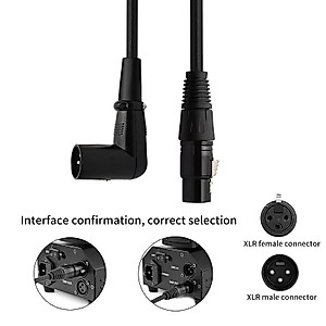 Oluote XLR Microphone Cable, XLR Male to Right Angle Female Cable 3 PIN XLR to XLR Cable XLR Mic Patch Audio Cable Cord (0.650)