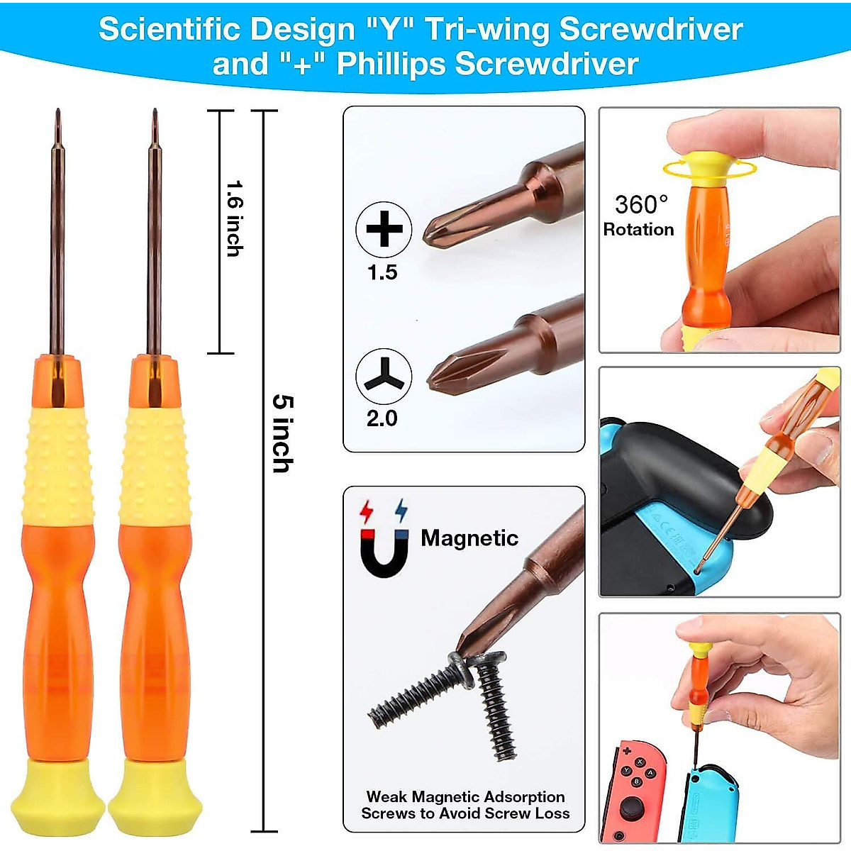 Skyview-Joycon-Replacement-Kit 38Pcs/Set-Joycon-Repair-Tool-Kits for Nintendo-Switch-Controller Buckles-ThumbStick-Grips-Analog-Stick 38pcs-Joystick-Accessories