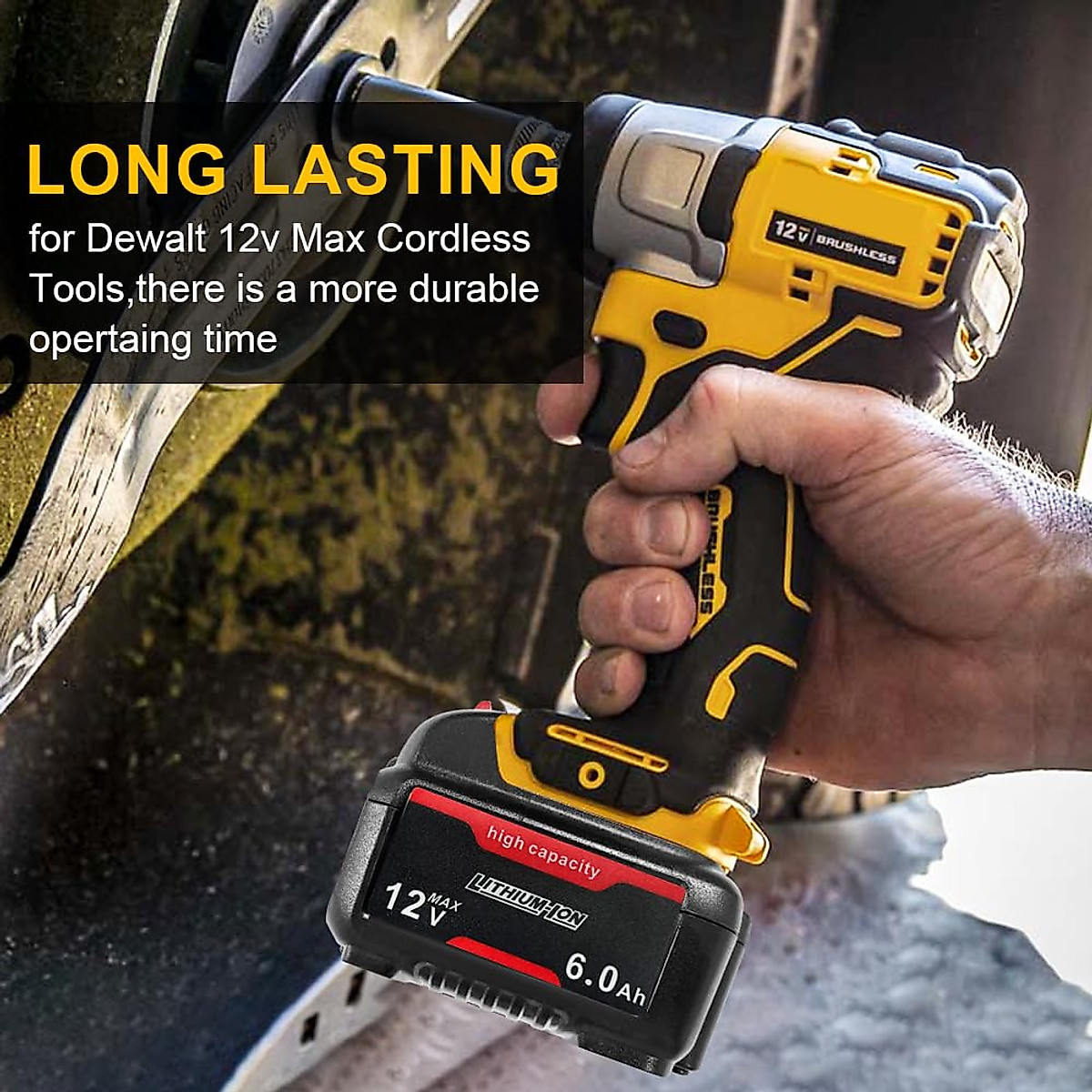 TENMOER 2 Pack 6.0Ah Compatible with Dewalt 12V 6.0Ah Battery Replacement for 12V Dewalt Batteries DCB127 DCD701F2