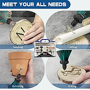 NEU MASTER Rotary Tool Accessories Kit, 381Pcs Accessory Set, Carving Polishing Drilling Kits,1/8"(3.2mm) Diameter Shanks Universal Fitment for Easy Cutting, Sanding, Grinding,Sharpening and Engraving