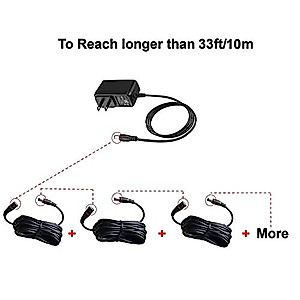 LONNKY 12V DC Extension Cord 33FT/10M,5.5mm x 2.1mm,Male to Female Power Cable,Black DC Extension Cable,Used for CCTV Security Cameras,LED Strip