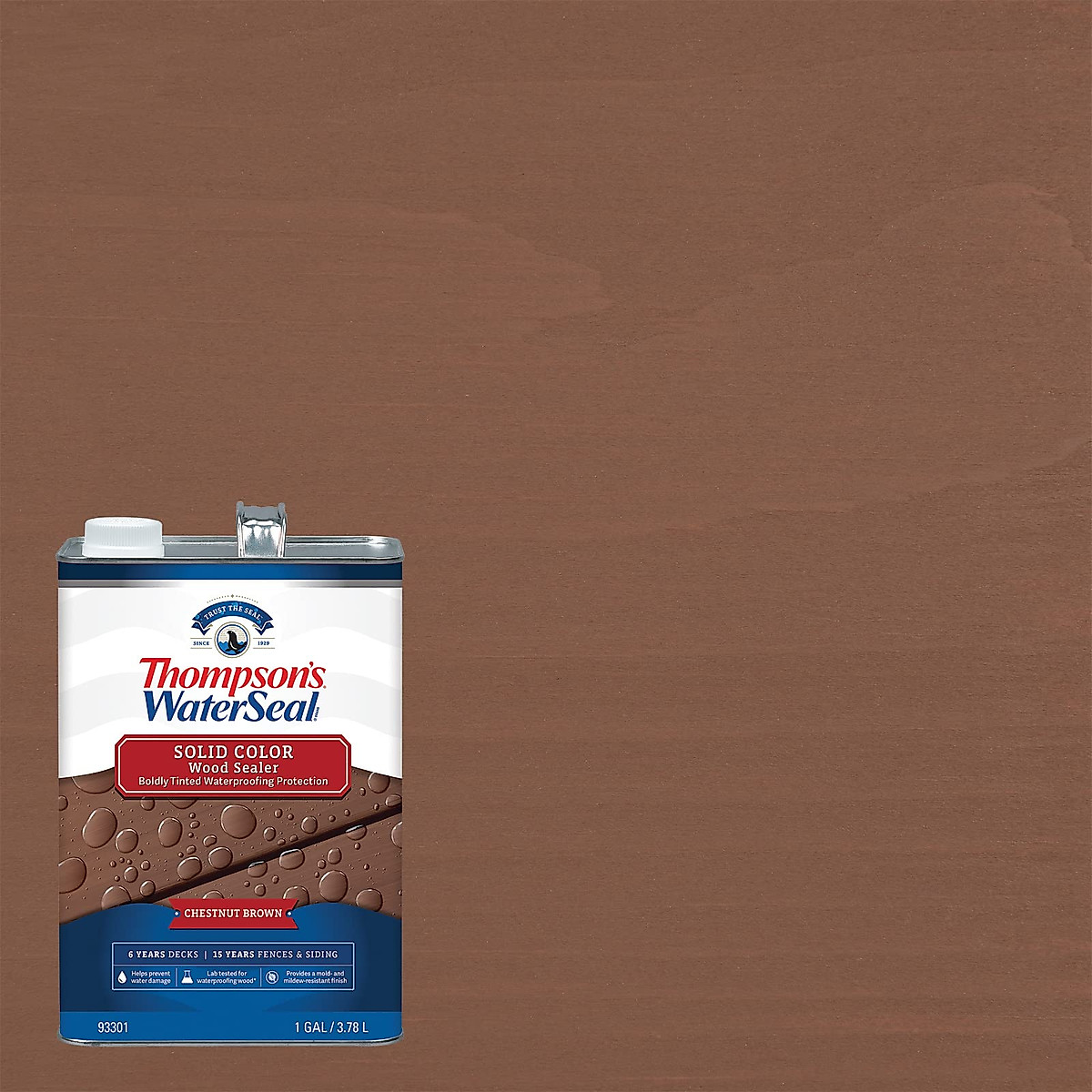 Thompson’s WaterSeal Solid Color Waterproofing Wood Stain and Sealer, Chestnut Brown, 1 Gallon