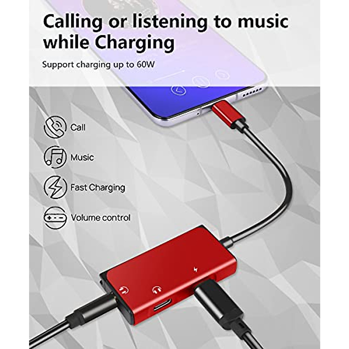 Samsung Galaxy S22 Ultra Headphone Adapter, 3 in 1 USB C to 3.5mm& USB C Headphone Jack and 60W PD Charging Adapter Compatible with Google Pixel 5/4/4XL/3, iPad Pro, Samsung Galaxy S22/S22+/S21/S21FE