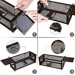 RatzFatz Mouse Trap Humane Live Cage, Catch and Release Mice, Rats, Chipmunks, Small Squirrels and Other Rodents, Sensitivity Adjustable, Pedal Design