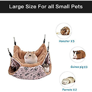 Petmolico Small Pet Hanging BunkBed Warm Hammock Bed Cage Accessories Bedding Hideout Playing Sleeping for Parrot Sugar Glider Ferret Squirrel Hamster Rat, Pink Cup - Medium Size