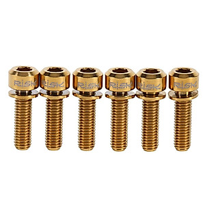 6Pcs M5 x 18mm Bolts Screw Stem Bolt Bike Fixed Stem Bolts with Washers for Mountain Road Bike (Golden)