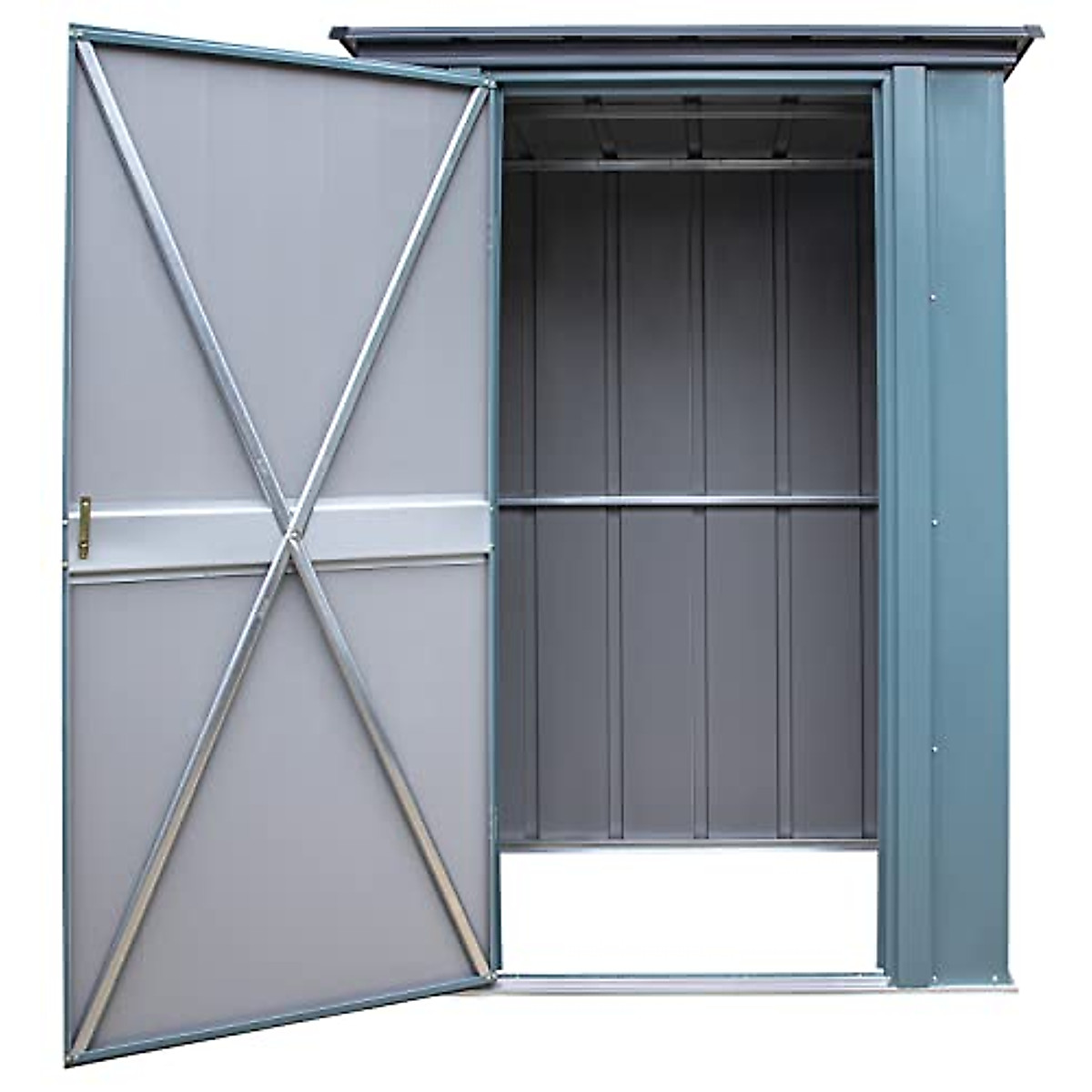 Spacemaker 4' x 3' Compact Outdoor Metal Backyard, Patio, and Garden Storage Shed Kit, Juniper Berry