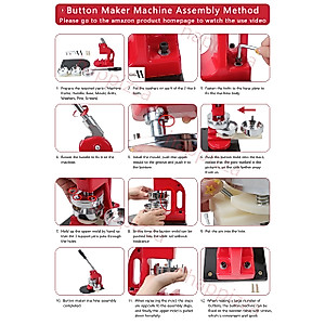 Happizza Button Maker Machine - Multiple Sizes, Button Pin Maker 1.25+2.25 inch, Interchangeable Button-models Badge Button Press Machine with 200 Sets Button Maker Supplies &Circle Cutter&Cutting Mat