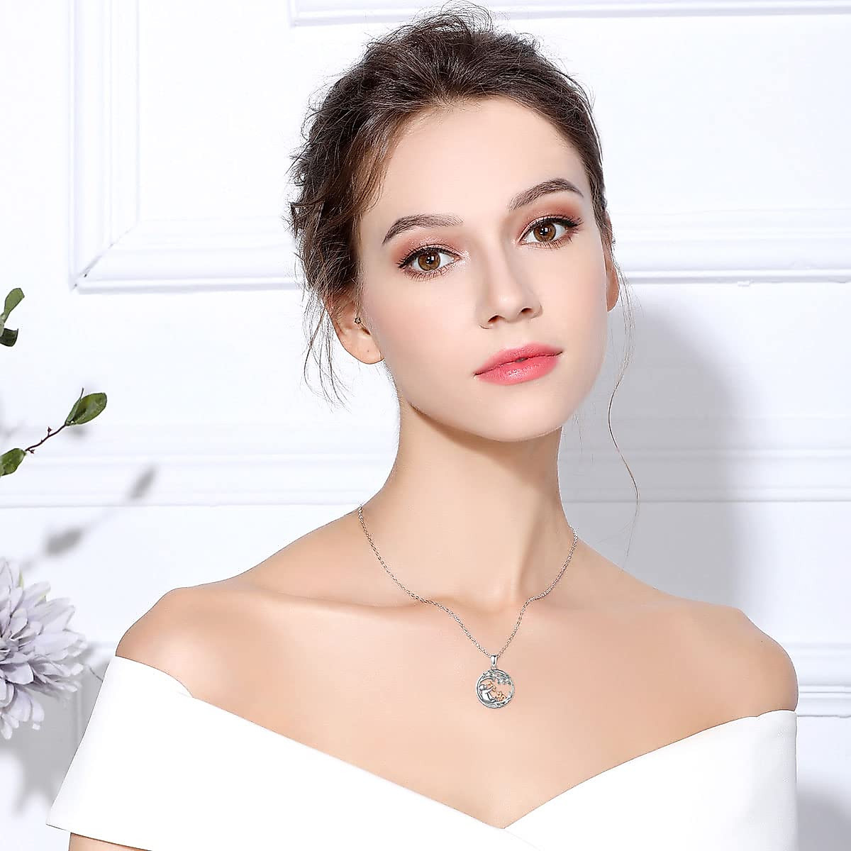 EUDORA Sterling Silver Mother Daughter Necklace for Women Bear Mama Necklace Mom Son Pendant for Mom Daughter Jewelry from Daughter Son Mother's Day Gift for Mother Daughter Aunt Grandma, 45cm