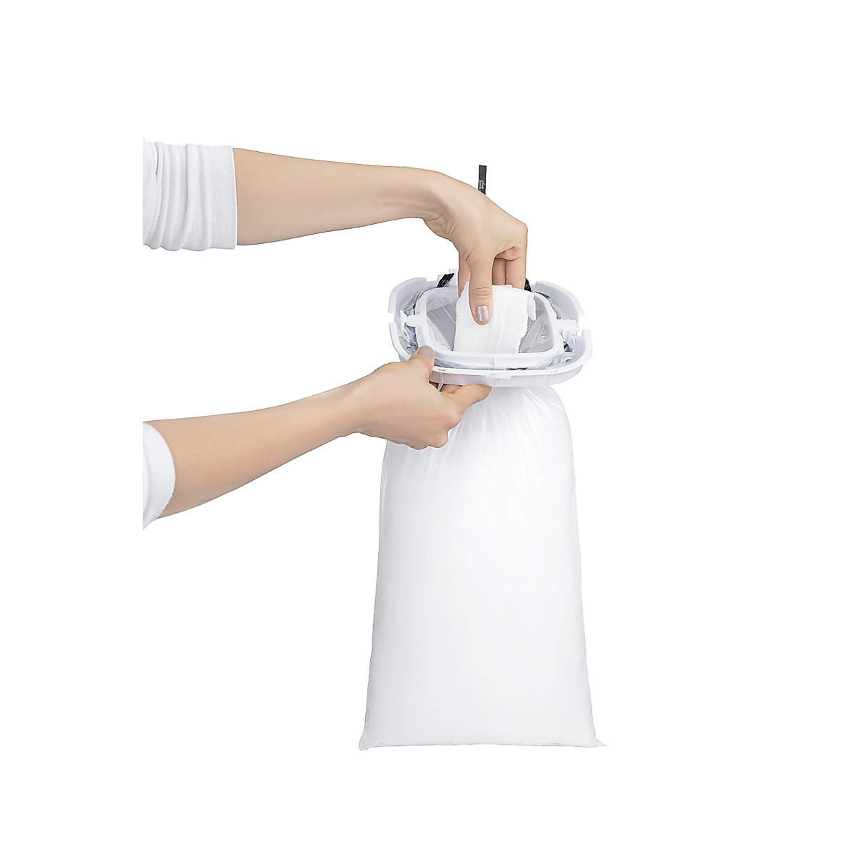 PurePail Hang It Diaper Disposal System – White – Odor Control for On-the-Go – Hang from Anywhere – Perfect for Car & Grandparents – Includes 1 Hang It + 5 Lavender Scented Refill Bags + 1 Travel Case