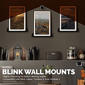 BRAINWAVZ Adhesive Blink Outdoor & Indoor Wall Mount, 3+1 Pack with Sync Module Camera Holder, No Hassle Installation, No Screws, Easy to Install, No Mess Bracket Stand, (White)