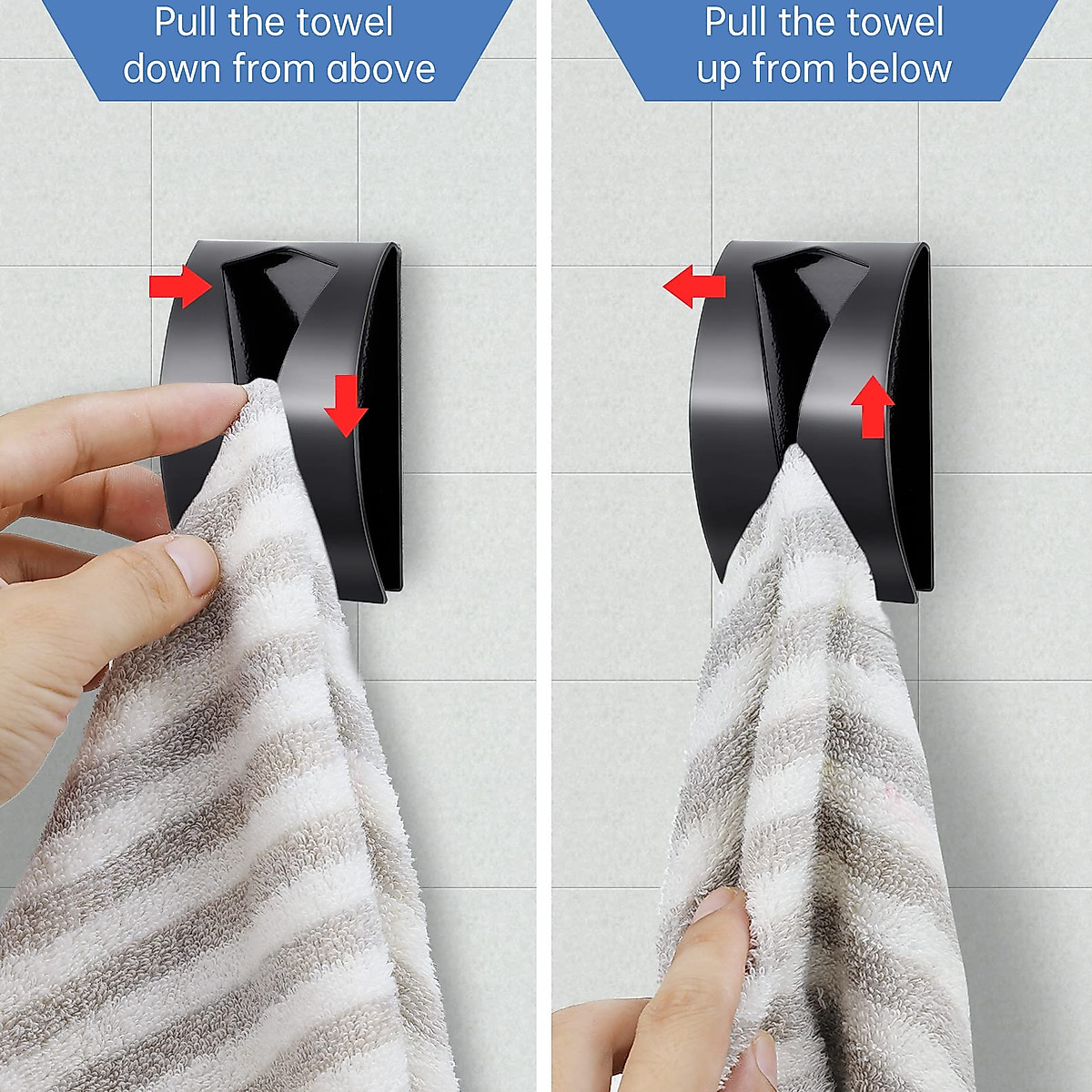 NANASO 4 Pcs Kitchen Towel Holder Grabber Self Adhesive, Stainless Steel Kitchen Dish Towel Hook,Wall Mount Non-Drilling Hand Towel Hanger Towel Holders for Bathroom Kitchen Cabinet