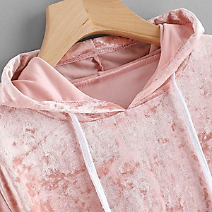 Women Blouse,IEason Womens Long Sleeve Hoodie Sweatshirt Jumper Hooded Pullover Tops Velvet Blouse (L, Pink)