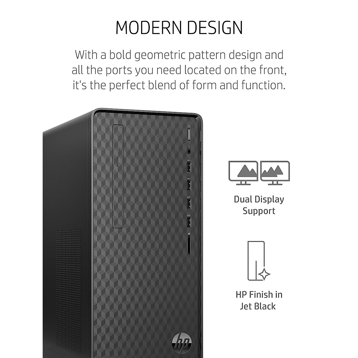 HP Desktop PC, AMD Ryzen 3 4300G Processor, 8 GB of RAM, 512 GB SSD Storage, Windows 11, High Speed Performance, Computer, 8 USB Ports, for Business, Study, Videos, and Gaming (M01-F1120, 2021)