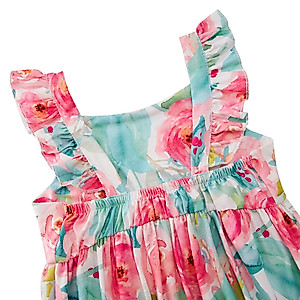 Girl Floral Dresses Size 6 Little Girls Dress Size 5 Pink Casual Sundresses 5T A-Line Knee-Length Pleated Frocks