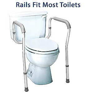 Carex Toilet Safety Frame - Toilet Safety Rails and Grab Bars for Seniors, Elderly, Disabled, Handicap - Easy Install with Adjustable Width/Height, Fits Most Toilets