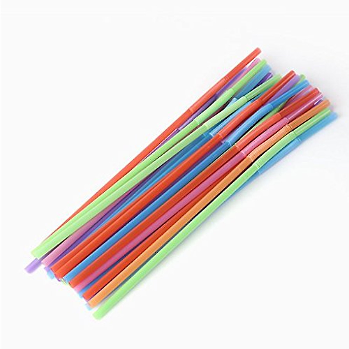 WOIWO 100PCS Colorful Disposable Plastic Drinking Straws, Extra Long Bendy Party Fancy Straws