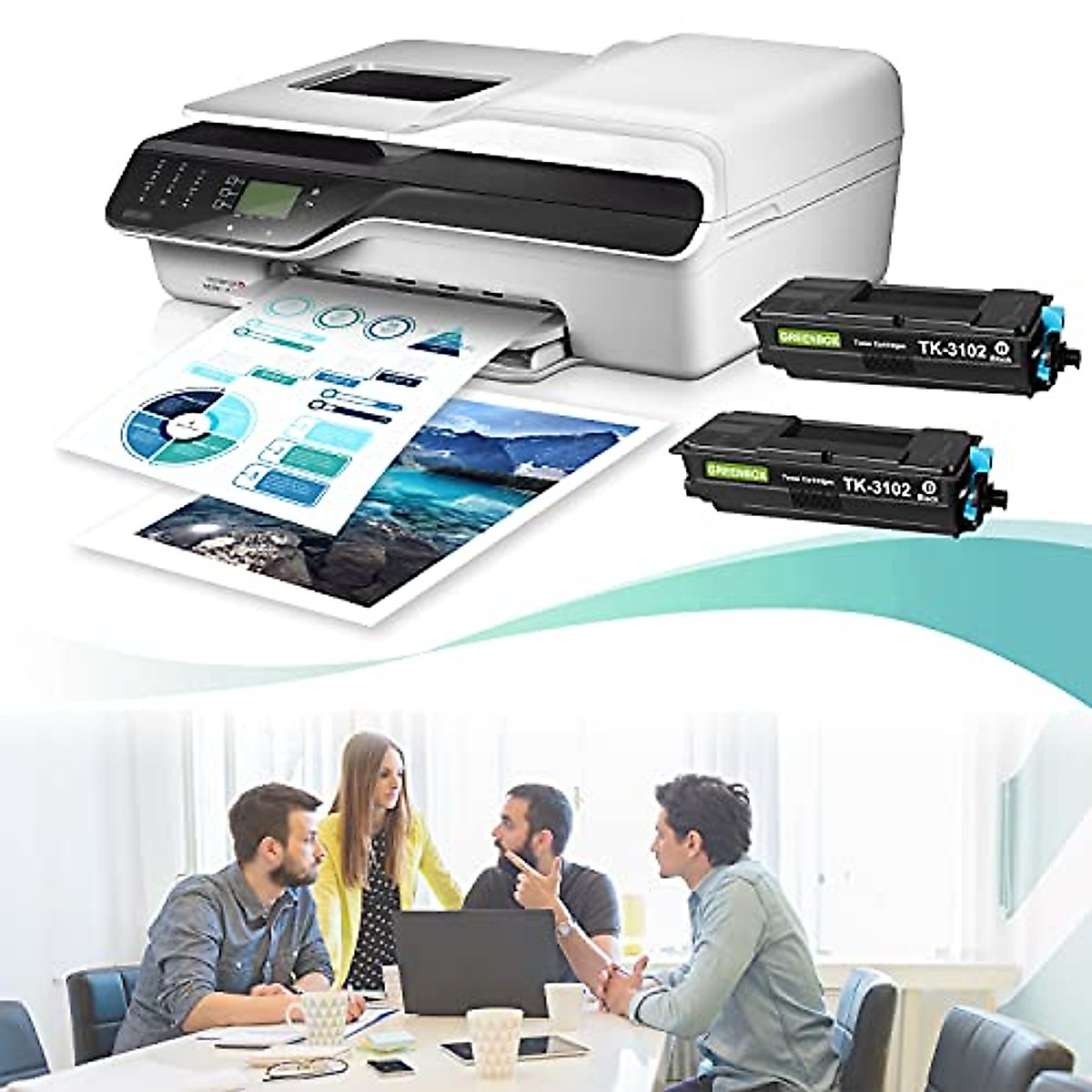 GREENBOX Compatible TK3102 High-Yield Toner Cartridge Replacement for Kyocera TK3102 TK-3102 1T02MS0US0 for ECOSYS M3040idn M3540idn FS-2100DN FS-2100D Printer (12,500 Pages, Black, 2-Pack)