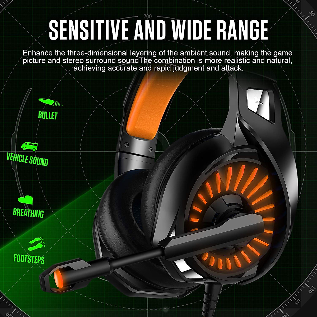 Gaming Headset,MMUSC Stereo Headphones for Laptop,Tablet,PS4, PC, Xbox One Controller, Noise Cancelling Over Ear Headset with Mic, LED Light, Bass Surround