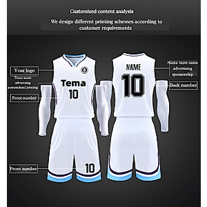 DVGEY Custom Basketball Jerseys Any Name Number Team Logo - Basketball Jerseys for Men/Women/Boys/Kids/Adult -Quick Dry Basketball Uniform-White