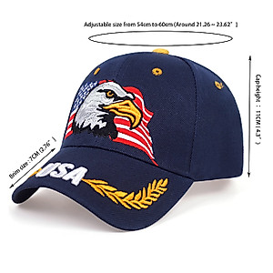 USA-Flag Eagles-Hat American Baseball-Cap Embroidered Navy