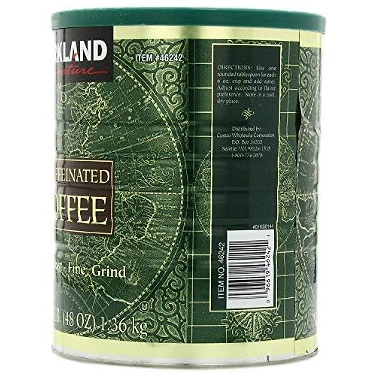 Kirkland Signature 100% Colombian Dark Roast Decaffeinated Ground Coffee, 3 Pound (Pack of 2)