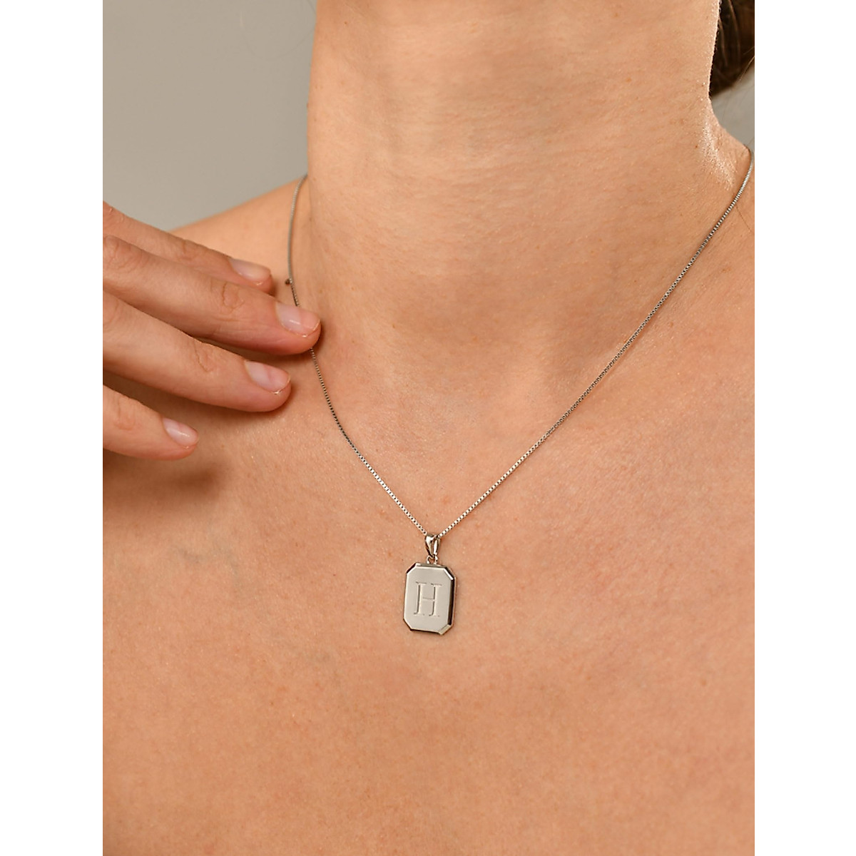 YL Initial Necklace 925 Sterling Silver Square Letter Pendant A Alphabet Necklace for Women