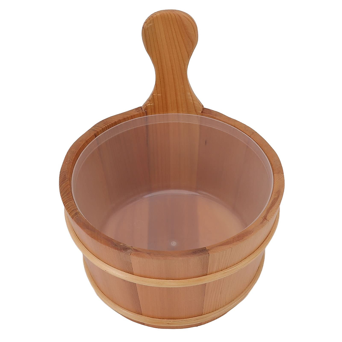 Jeffergarden 4L Wooden Pail Sauna Bucket, Sauna Bucket with Ladle Sauna Bucket and Ladle Set Wooden Hot Tub Barrel Steam Room Water Bucket with Plastic Liner Sauna Spa Accessory