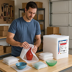 100 Pack Cushioning Foam Sheets Mighty Gadget (R) 12" X 12", 1/16" Thickness, Cushion Foam Wrap Sheets, Packaging Material, Moving Supplies for Packing Storage and Shipping