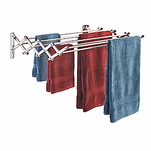 Smartsome Space Saver Fold Away Racks: Stainless Steel Wall Mounted Laundry Drying Rack, Easy to Install - 8 34" Rods, Total: 22.5 Linear Ft, 60 lb Capacity- Indoor and Outdoor Use