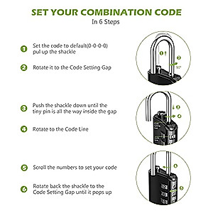 KeeKit Combination Lock, 4 Digit Combination Padlock with Keys, Resettable Waterproof Gate Lock for Locker, Gym, Fence, Case, School & Employee Locker, Toolbox – 2 Pack, Black