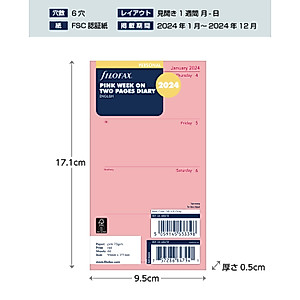 Filofax Personal week on two pages English 2024 diary - pink